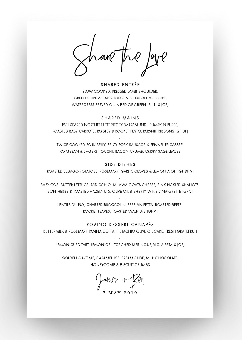 Menus – Paper Chic